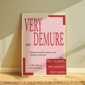 Demure Definition Poster Very Demure Comedic Definition Poster Fun ...