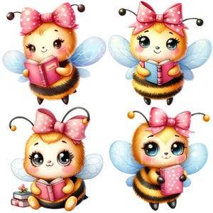 Girly Bee Clipart Bundle 15 PNG High Quality Watercolor Cute Pink ...