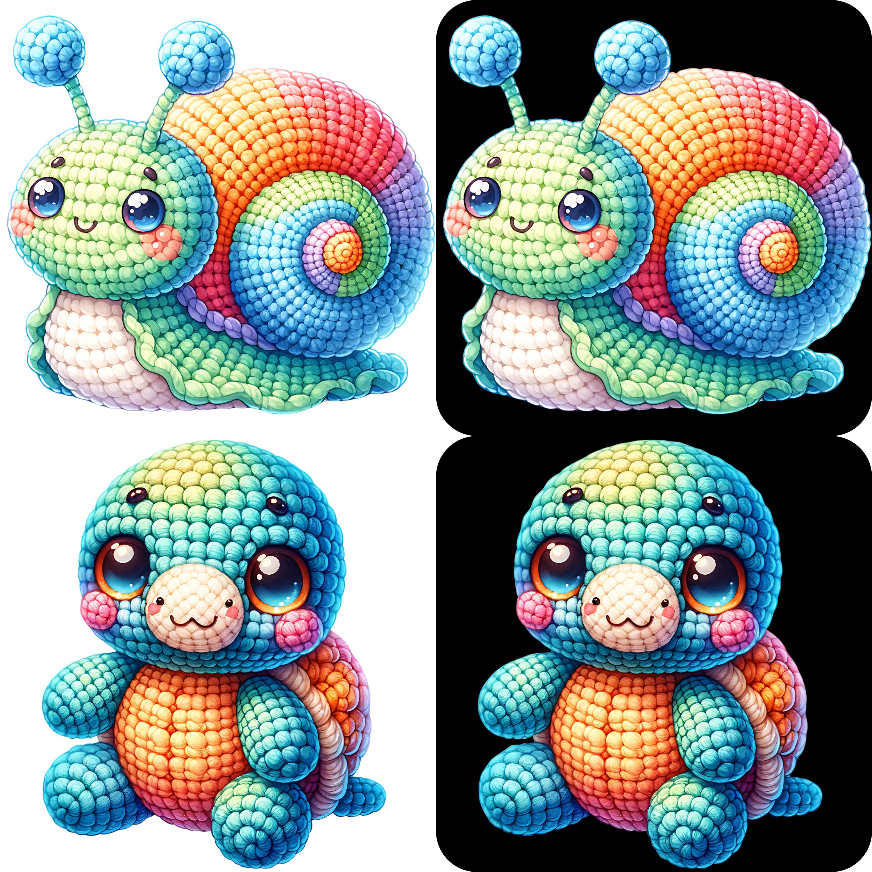 Crochet Animals Clipart Bundle 15 PNG Digital Art Files Cute Kawaii ...