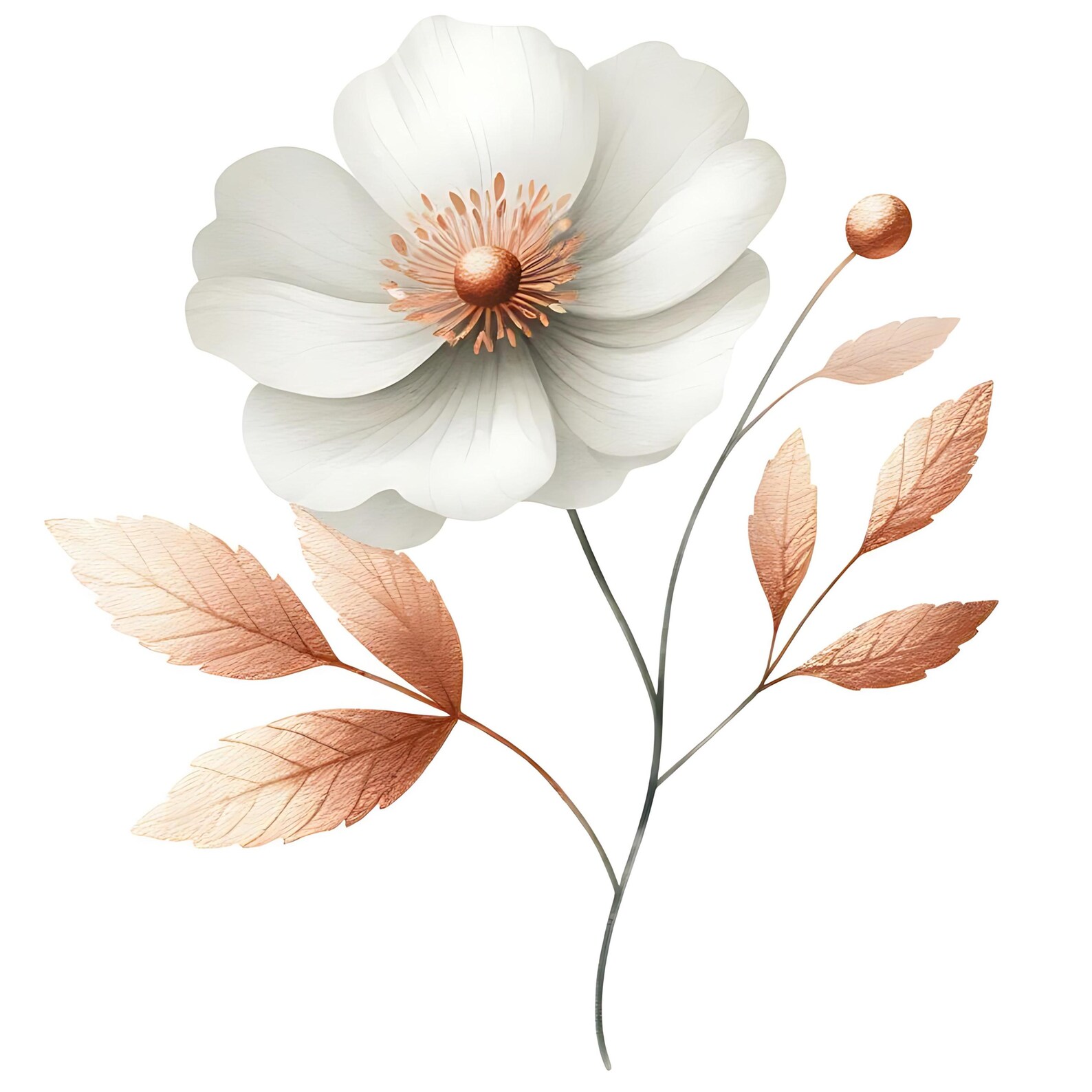 15 JPG White & Rose Gold Flowers Clipart Bundle Beautiful Watercolor ...