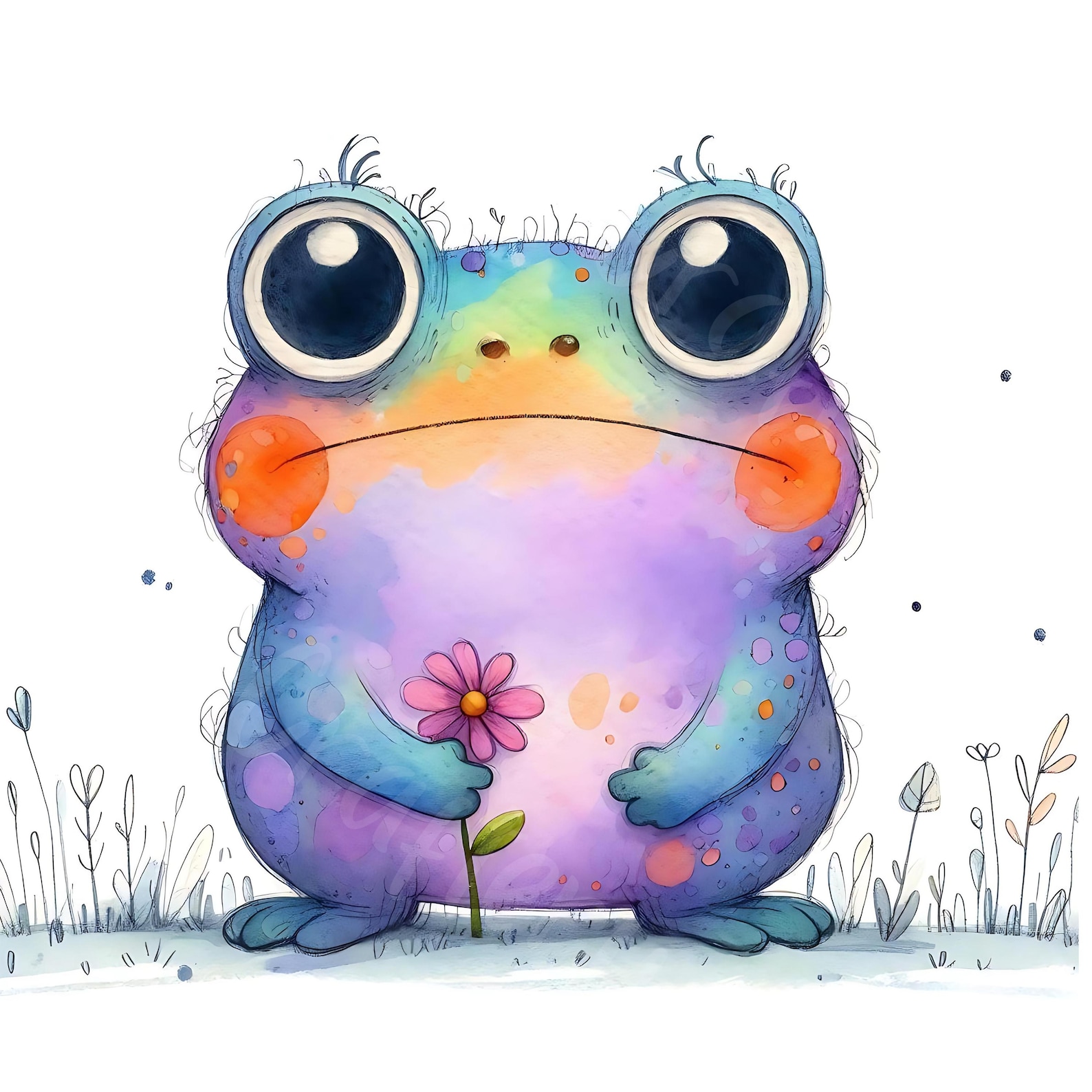 15 JPG Little Whimsy Frog Clipart Bundle Watercolor Cute Pastel Quirky ...