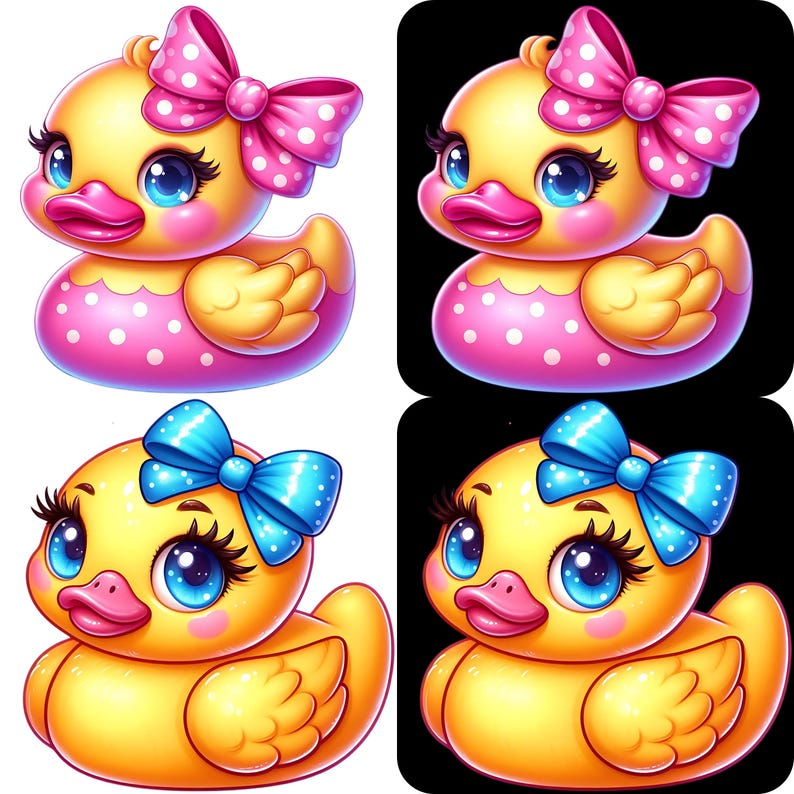 Girly Rubber Ducky Clipart Bundle 15 PNG High Quality Cartoon Cute Pink ...
