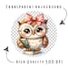 Smart Girly Owl Clipart Bundle 15 PNG High Quality Cartoon Watercolor ...