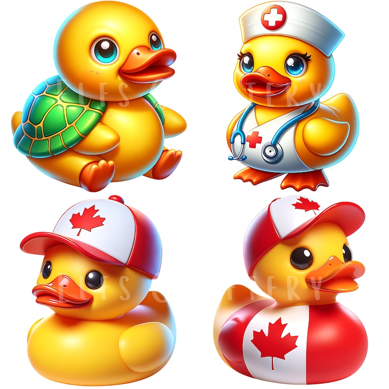 Rubber Ducky Clipart Bundle 15 PNG Cute Duck Clip Art Set Duck Costume ...