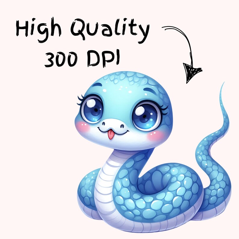 Blue Snake Clipart Bundle 15 PNG High Quality Cute Watercolor Snake ...