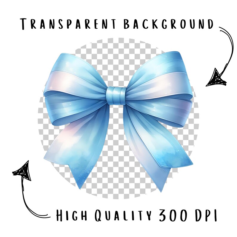 Blue Bow Clipart Bundle 15 PNG Digital Download Printable Baby Blue ...
