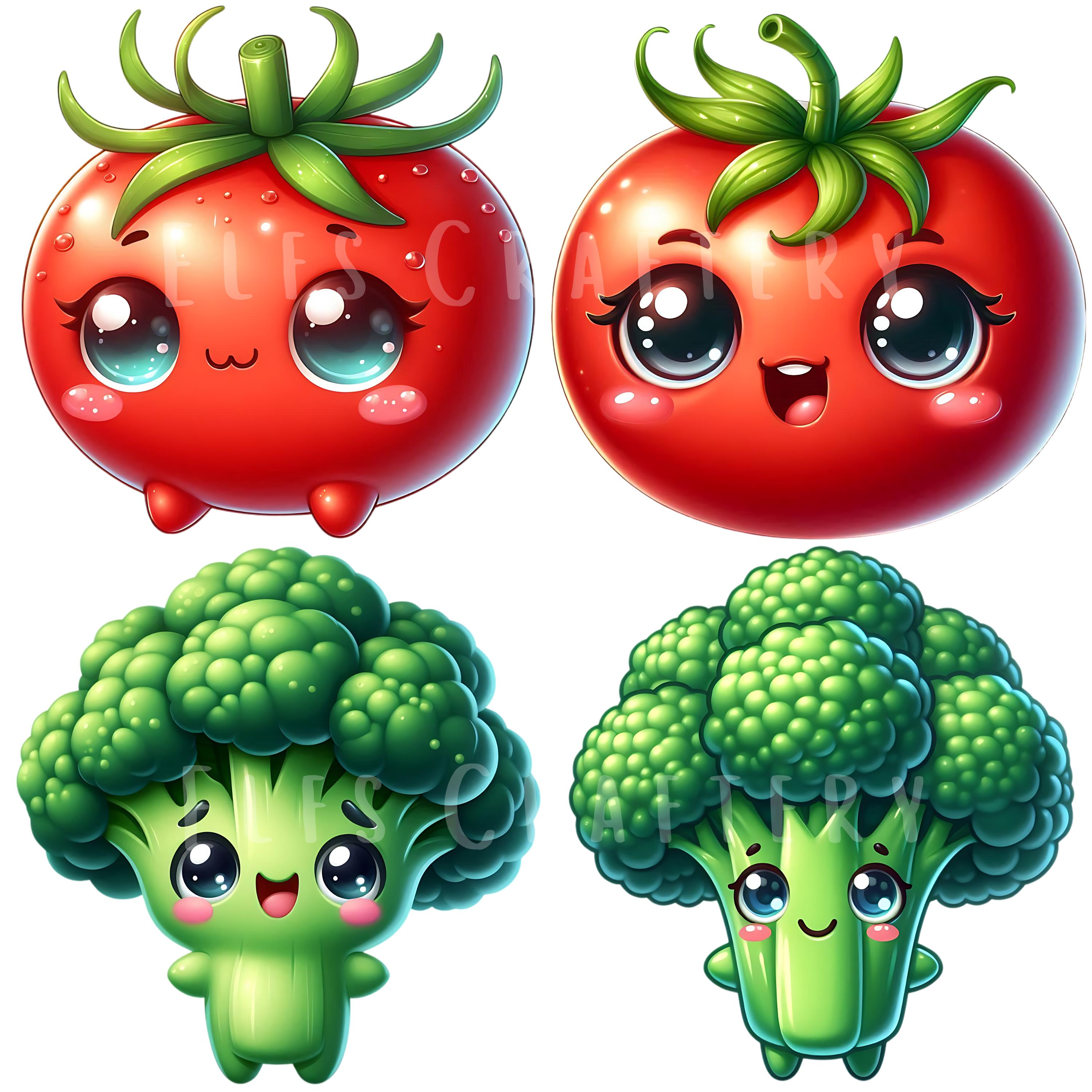 Cute Vegetables Clipart Bundle 28 PNG Happy Vegetable Faces Printable ...