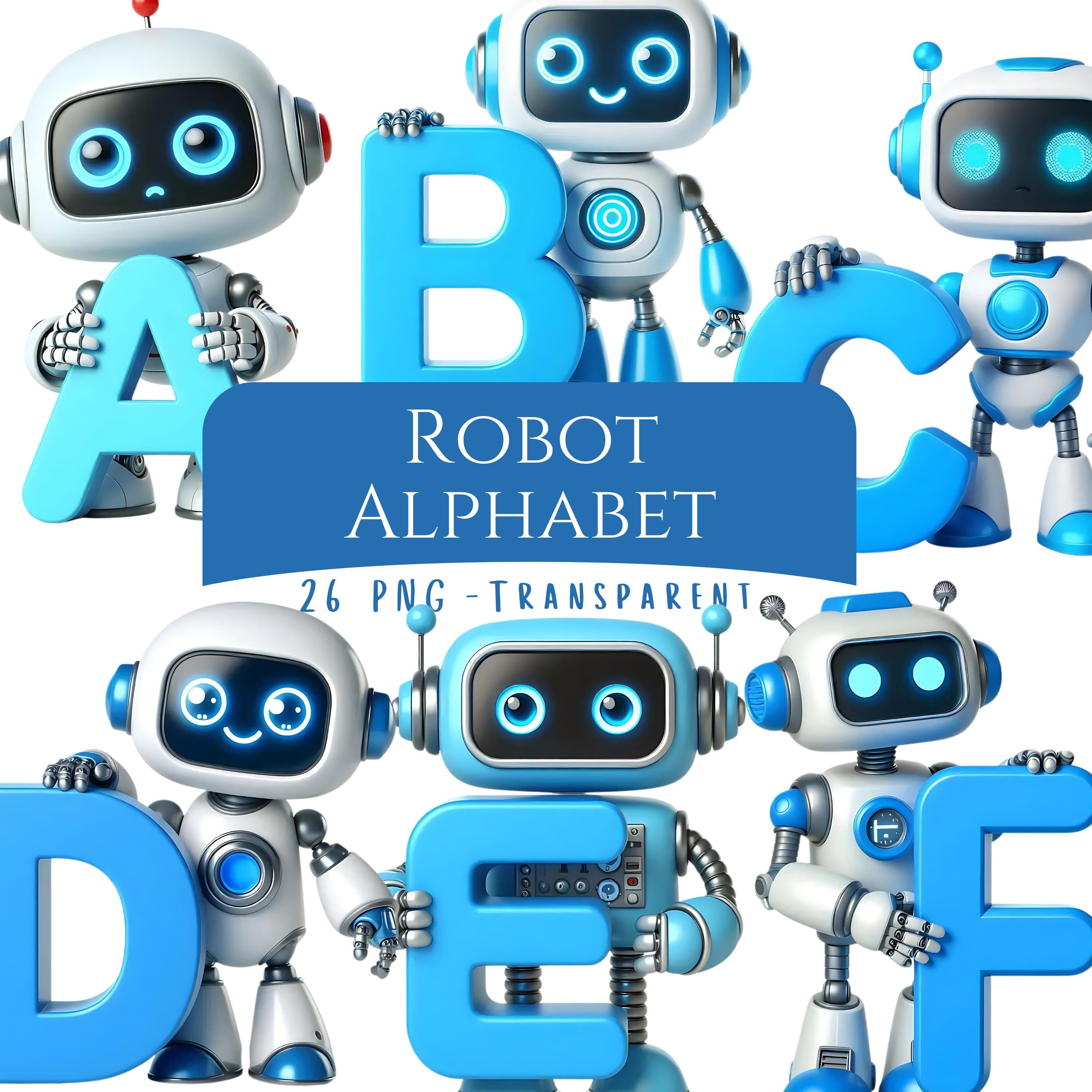 Robot Alphabet Clipart Bundle 26 PNG High Quality Tehnology Theme ...