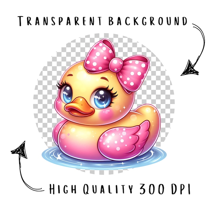 Girly Rubber Ducky Clipart Bundle 15 PNG High Quality Cartoon Cute Pink ...