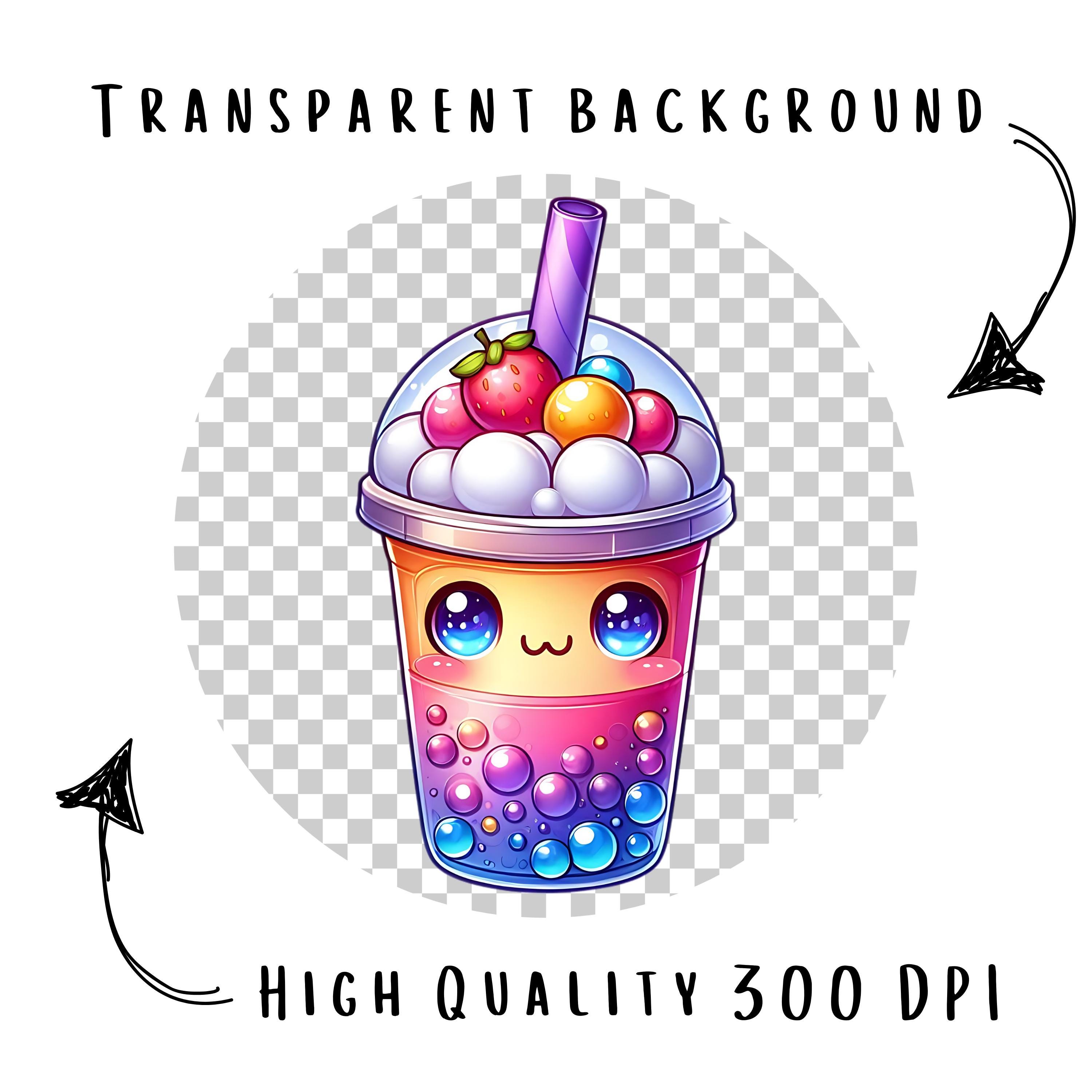Cute Bubble Tea Clipart Bundle 15 PNG Happy Drink Faces Printable ...