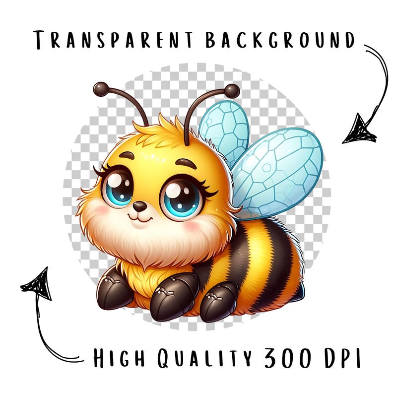 Baby Bee Clipart Bundle 12 PNG High Quality Watercolor Honey Bumble Bee ...