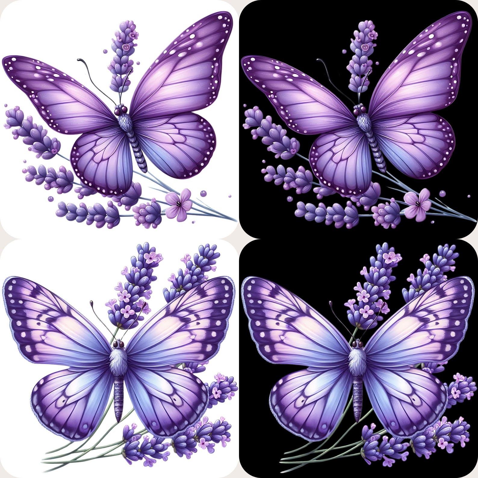 Lavender Butterfly Clipart Bundle 18 PNG Watercolor Cute Purple ...