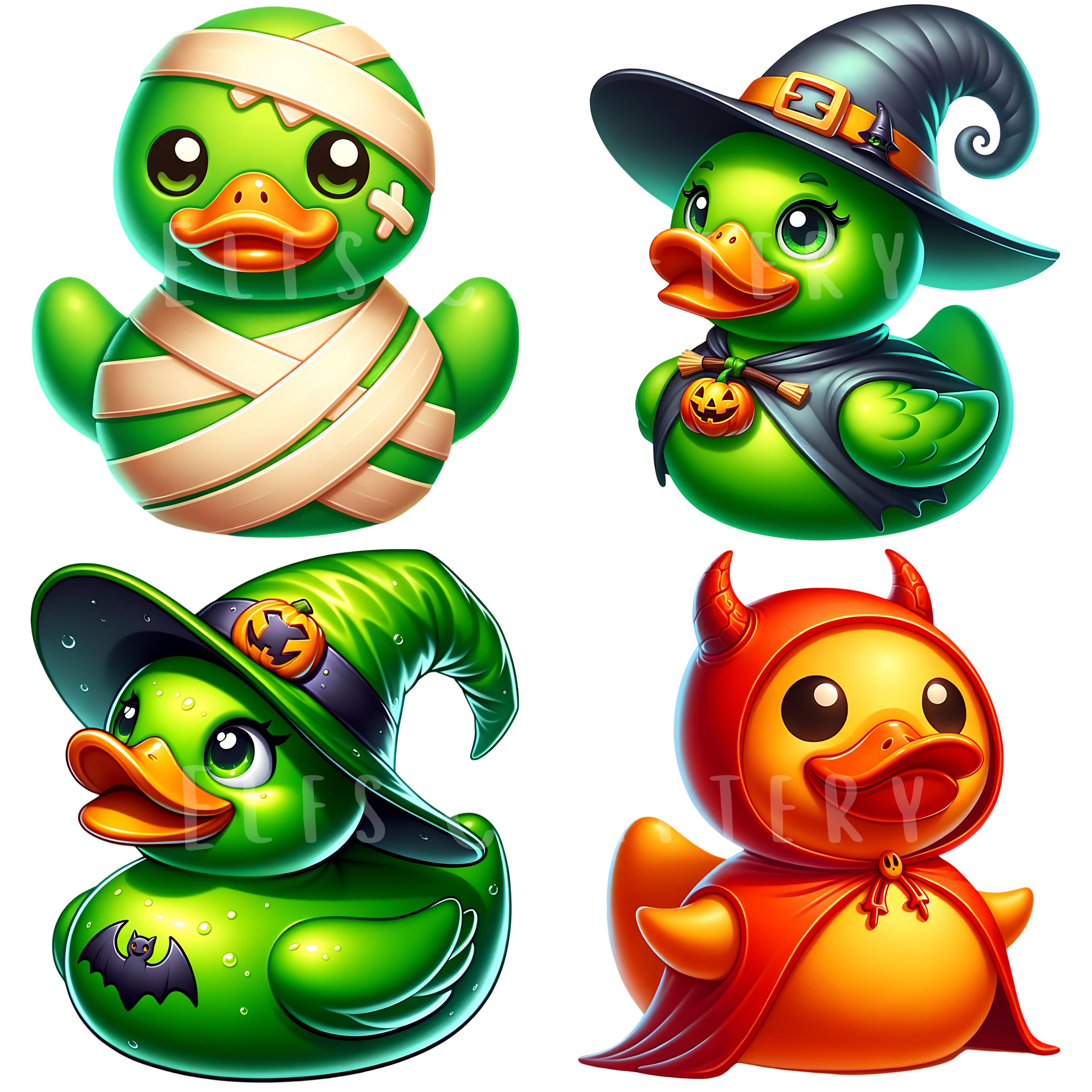 Halloween Rubber Ducky Clipart Bundle 15 PNG Spooky Cute Halloween Duck ...