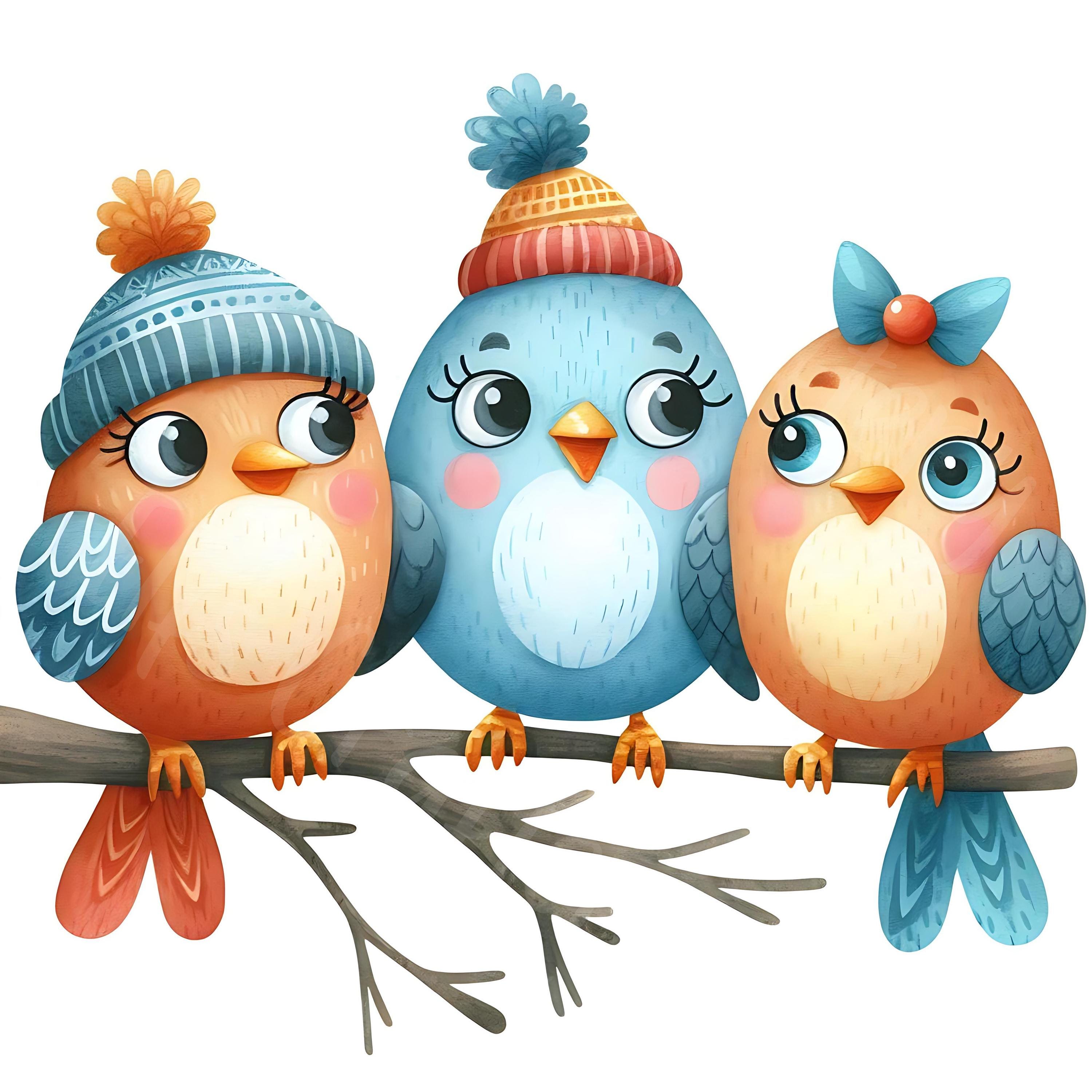 15 JPG Little Branch Birds Clipart Bundle Watercolor Quirky Bird ...