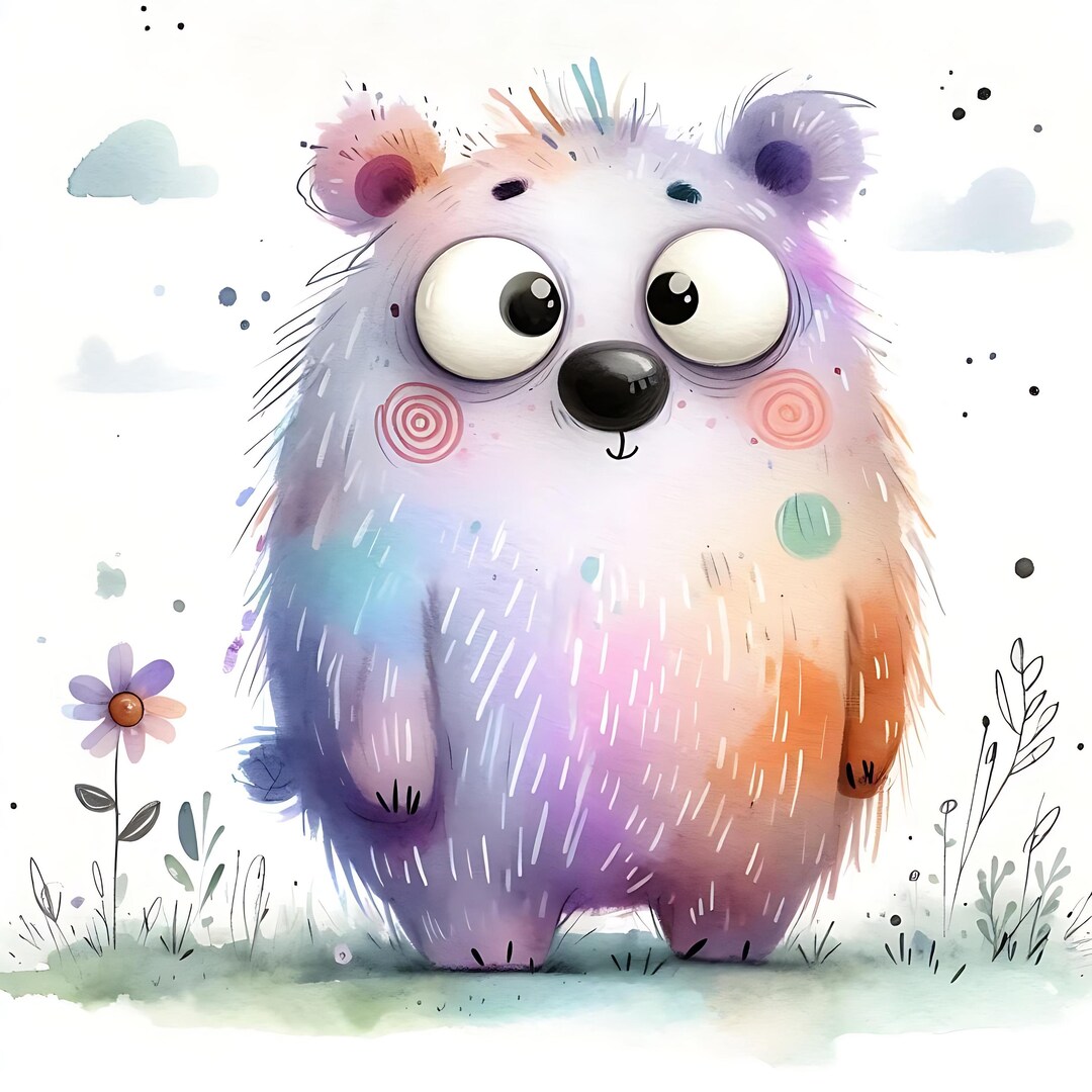 15 JPG Little Whimsy Bear Clipart Bundle Watercolor Cute Pastel Quirky ...