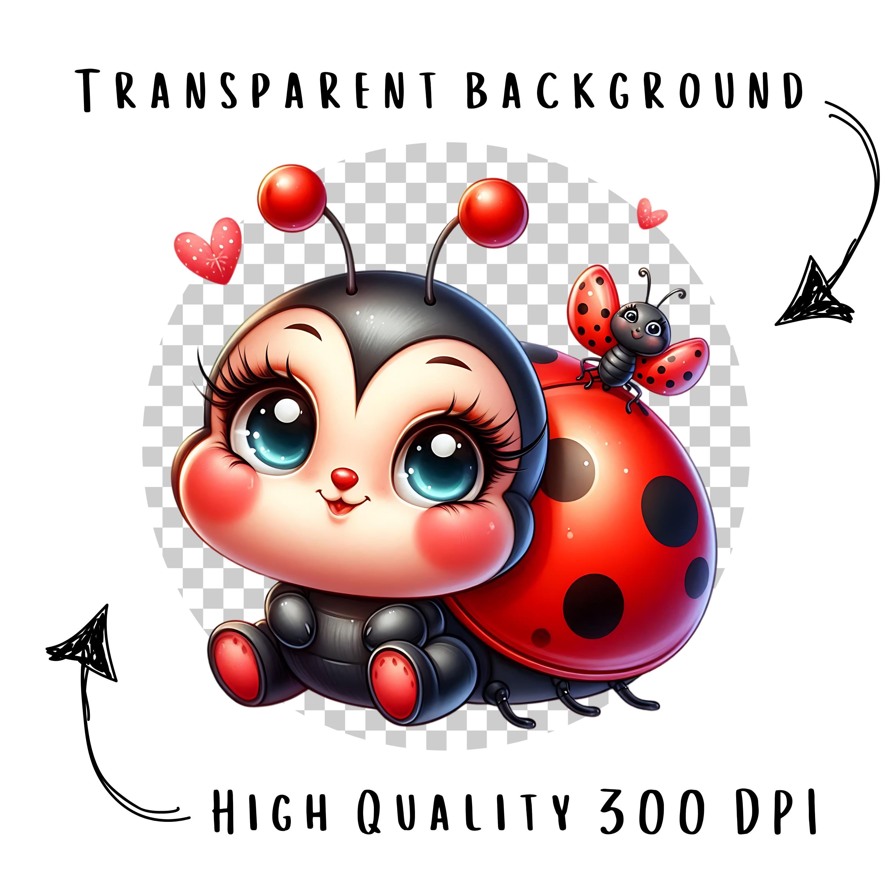 Little Ladybug Clipart Bundle 15 PNG High Quality Cartoon Cute Ladybug ...
