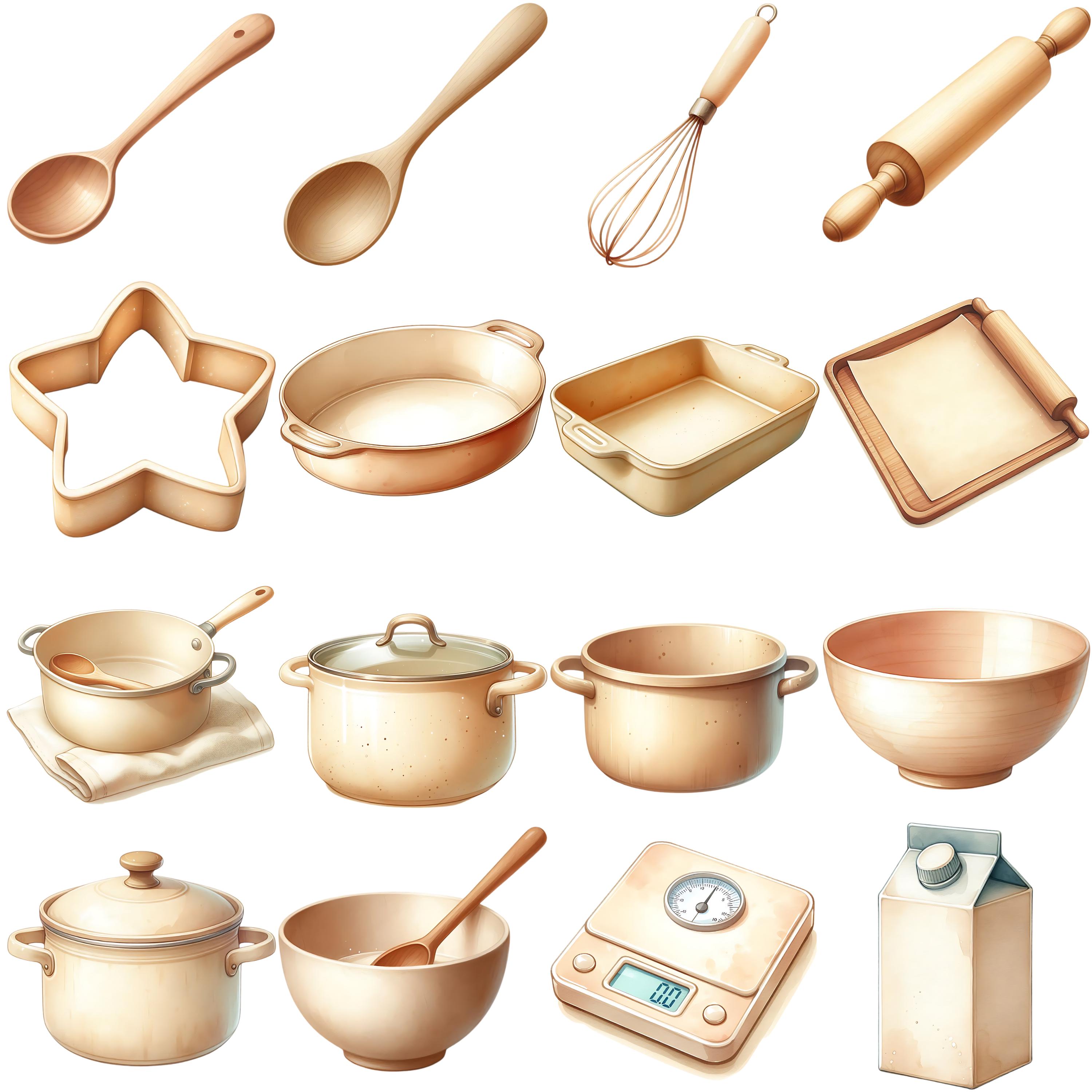 Beige Bakery Clipart Bundle 38 PNG High Quality Watercolor Neutral ...