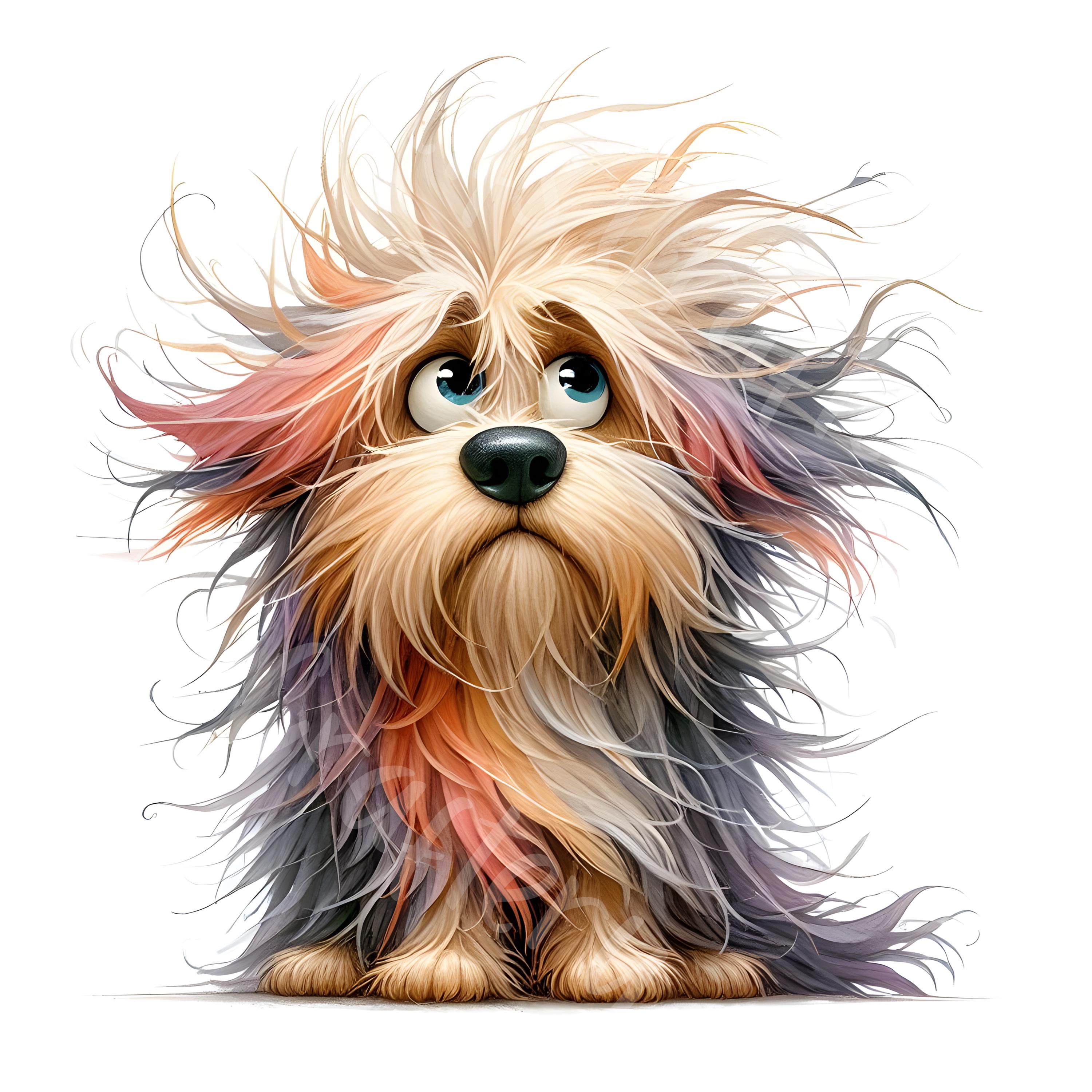 15 JPG Frazzled Dog Clipart Bundle Watercolor Cute Puppy Digital ...
