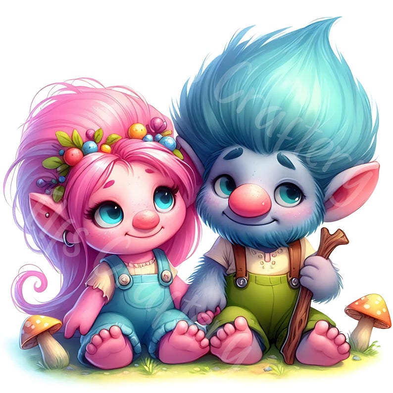 18 JPG Troll Couple Clipart Bundle, Watercolor Ogre in Love, Digital ...