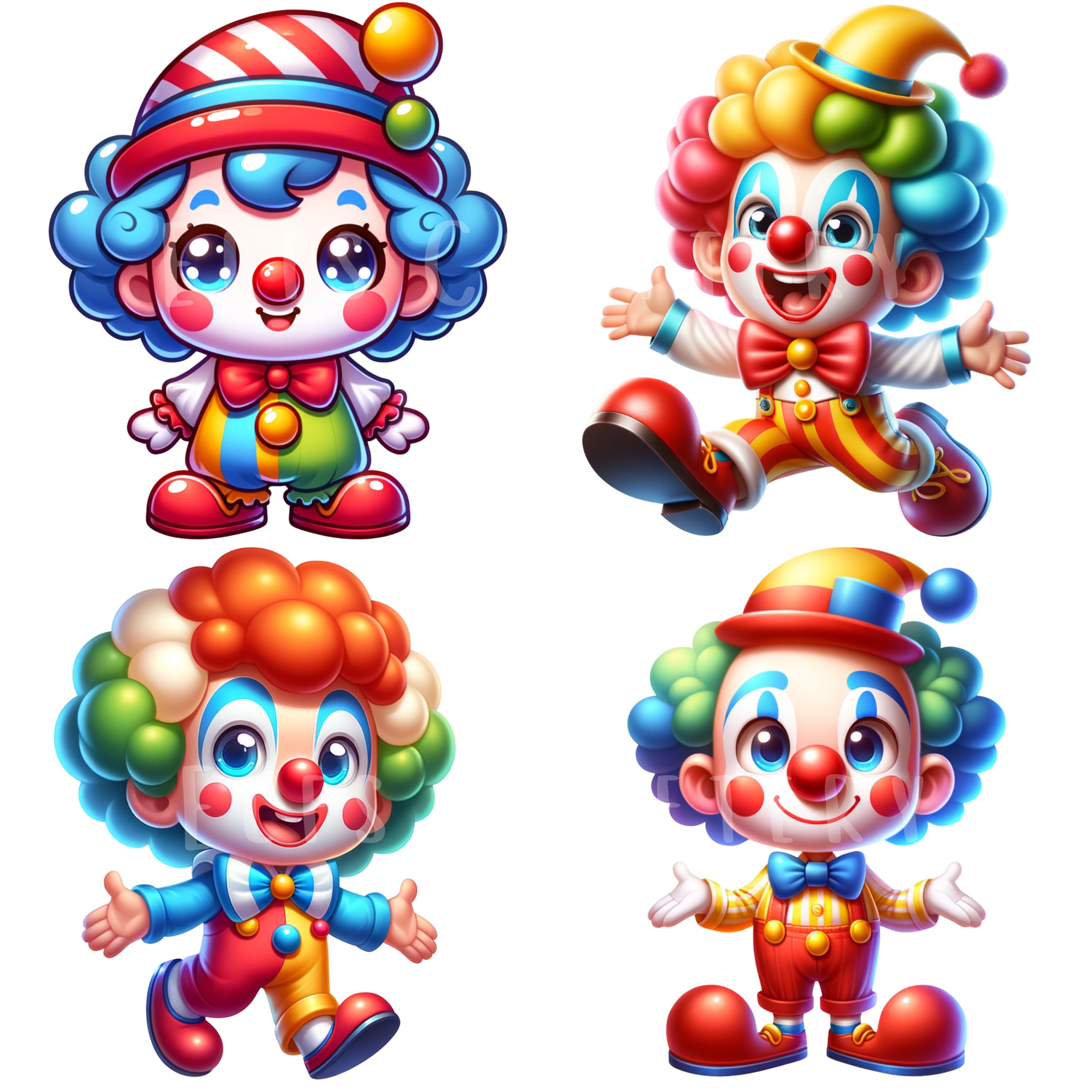 Cute Clown Clipart Bundle 15 PNG High Quality Cartoon Funny Clown ...