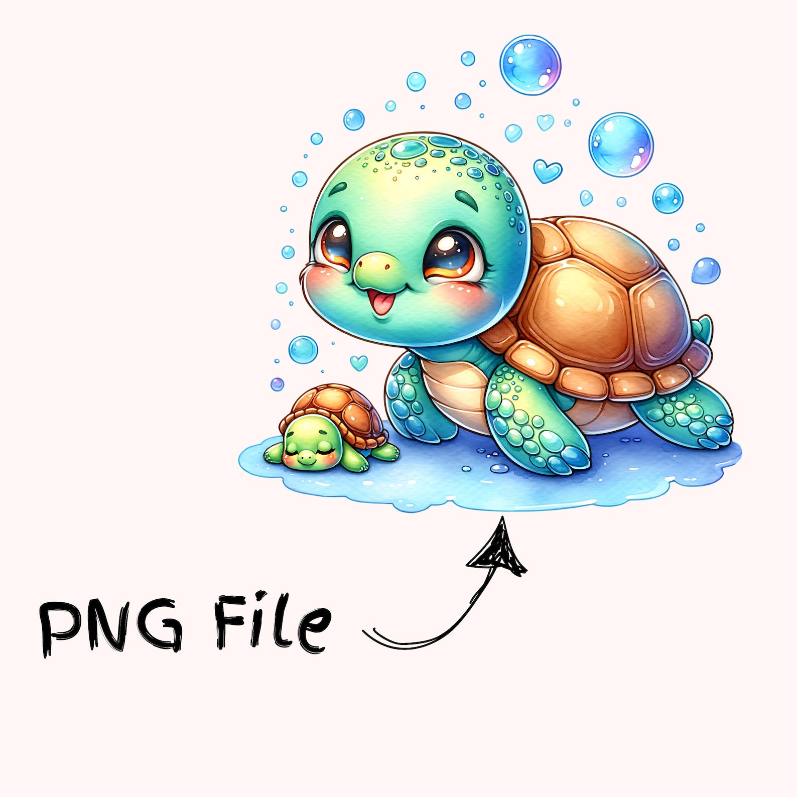 Mama Turtle Clipart Bundle 15 PNG Cute Watercolor Baby Turtle Digital ...