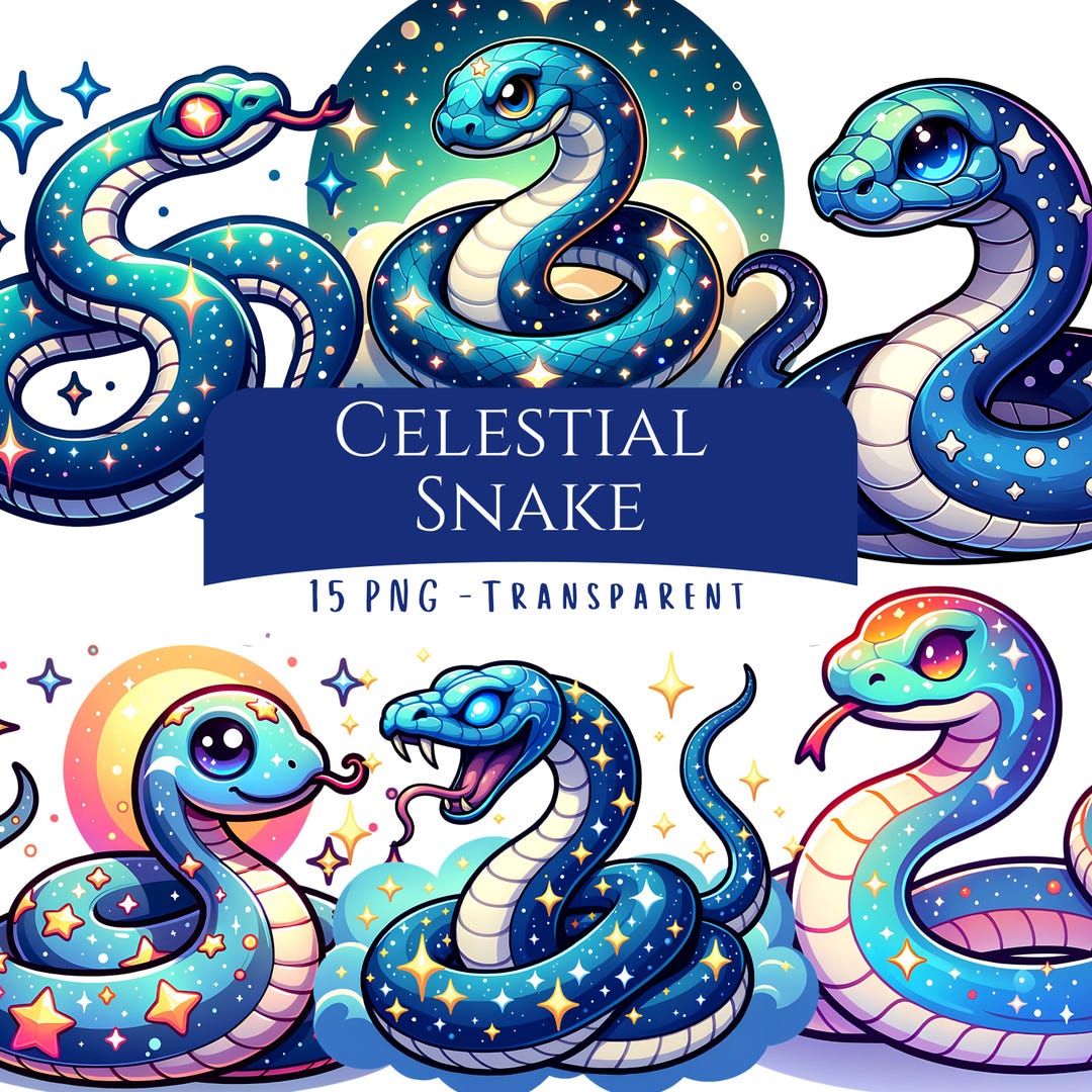 Celestial Snake Clipart Bundle 15 PNG High Quality Galaxy Snake Digital ...