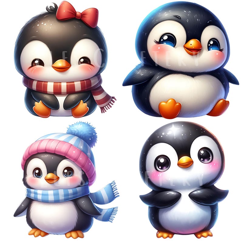 Cute Penguin Clipart Bundle 15 PNG Penguin Digital Clip Art Cute Artic ...