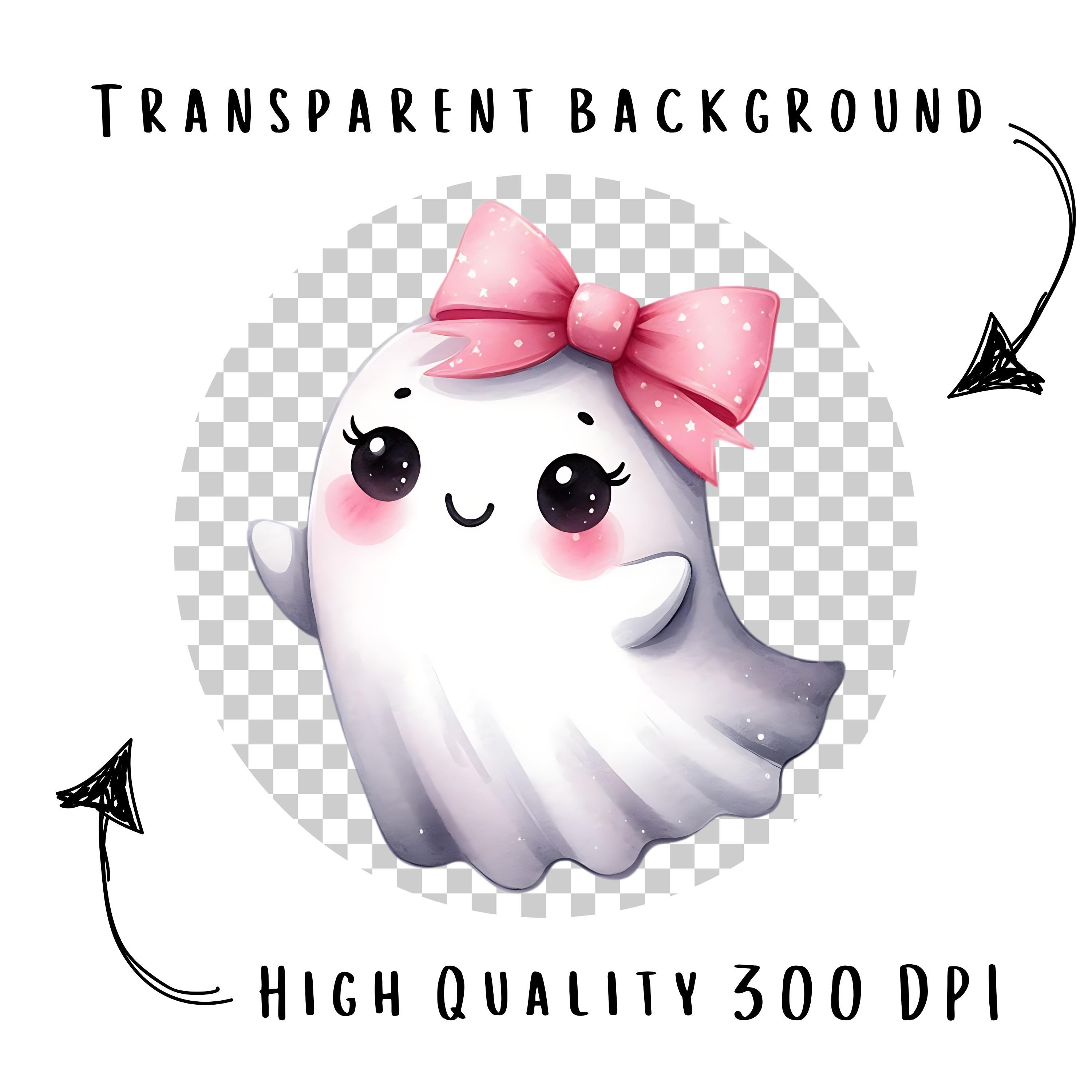 Little Pink Ghost Clipart Bundle 15 PNG High Quality Watercolor Cute ...