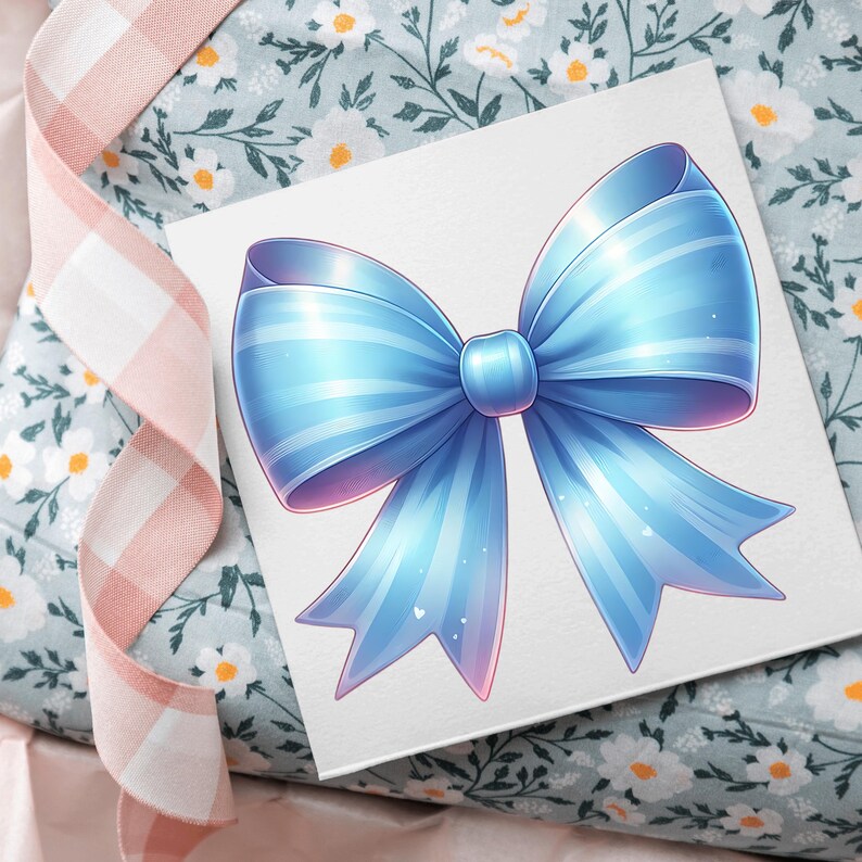 Soft Blue Bow Clipart Bundle 18 PNG Digital Download Printable Baby ...