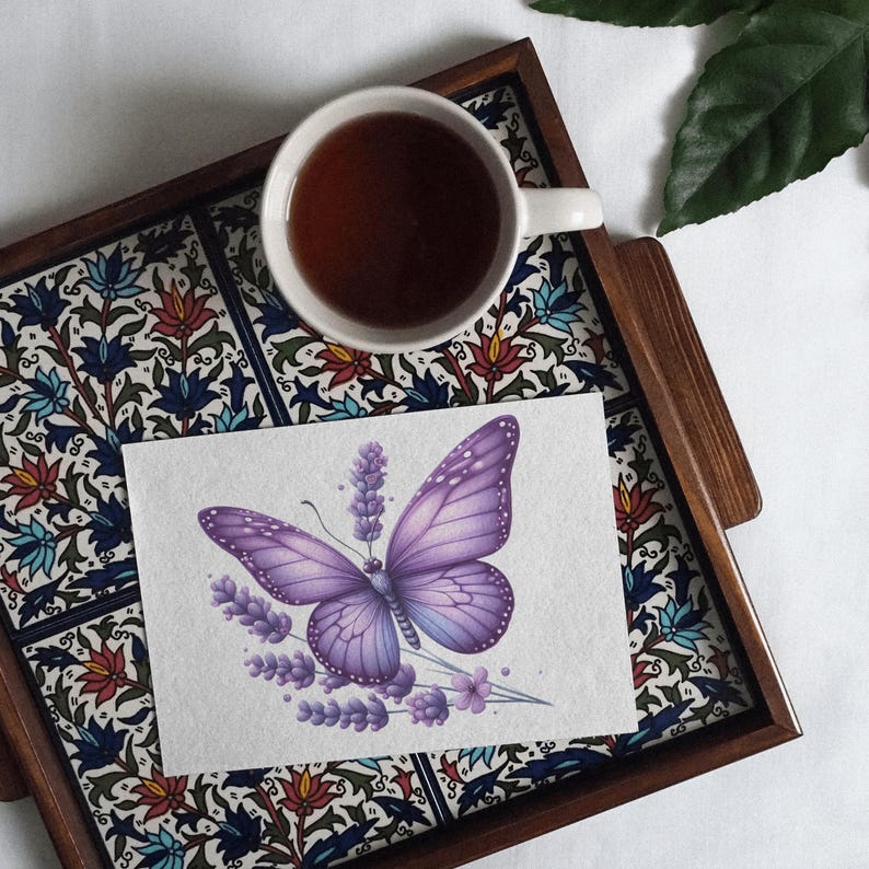 Lavender Butterfly Clipart Bundle 18 PNG Watercolor Cute Purple ...