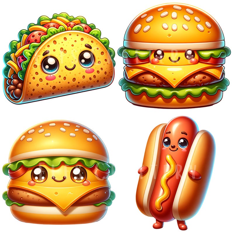 Fast Food Clipart Bundle 15 PNG Cute Food Clip Art Junk Food PNG Hot ...