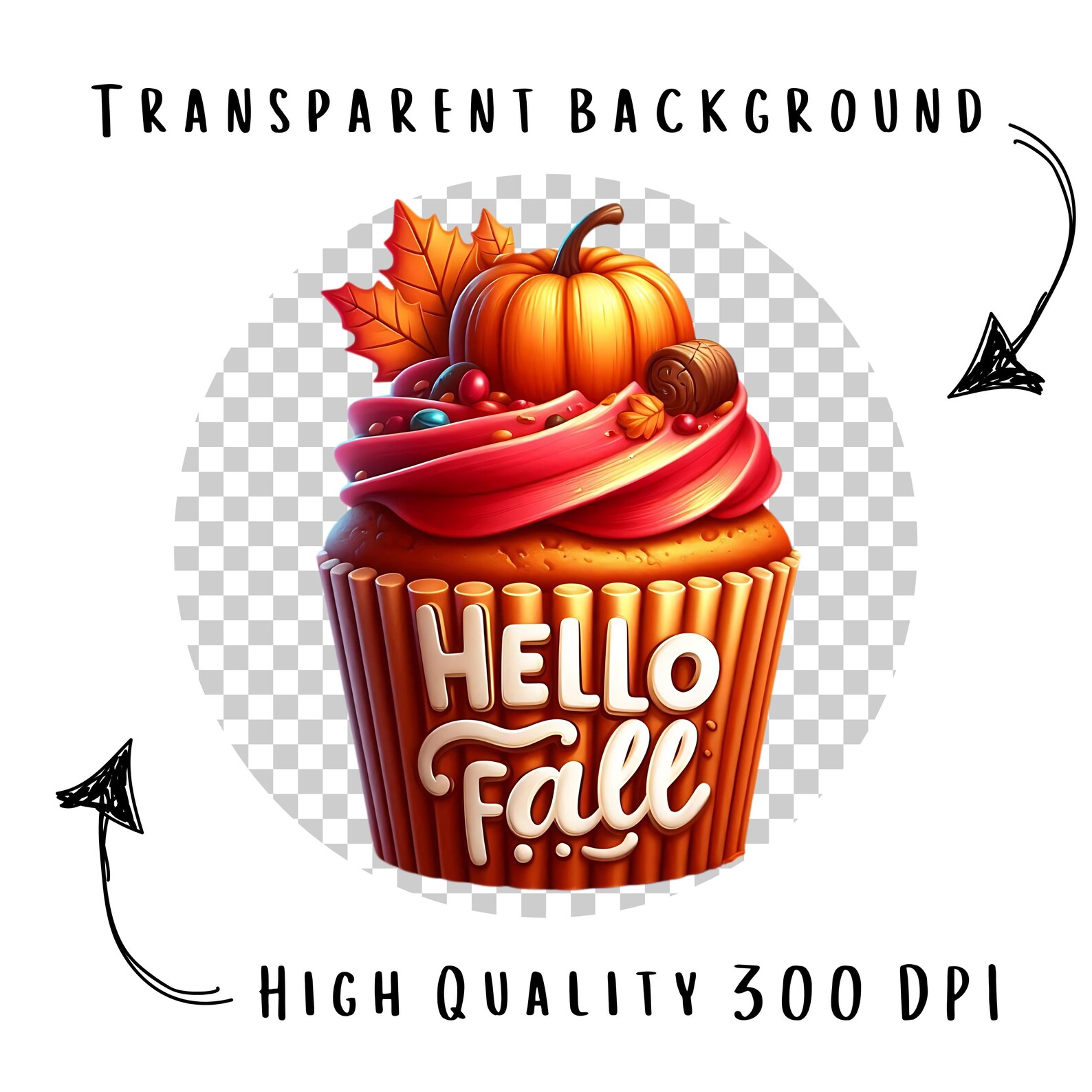 Fall Cupcakes Clipart Bundle 15 PNG High Quality Cartoon Cute Autumn ...