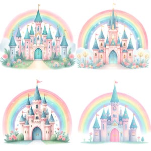 18 JPG Rainbow Princess Castle Bundle Digital Download Cute Little ...