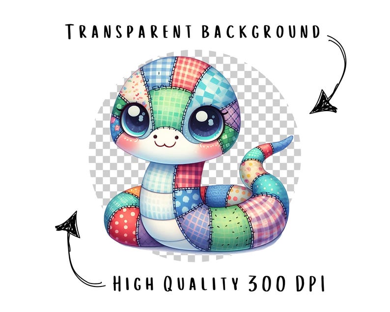 Patchwork Snake Clipart Bundle 15 PNG High Quality Cute Watercolor ...