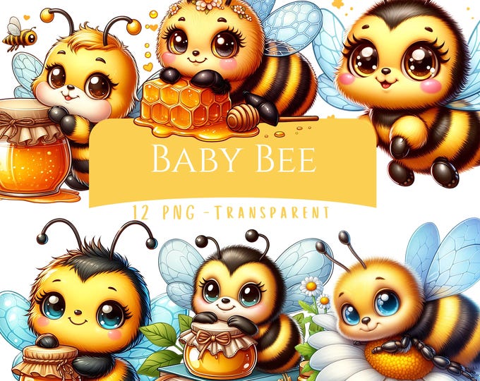 Watercolor Cute Honey Bee Clipart Png-bee Clip Art-spring Bumble Bee ...