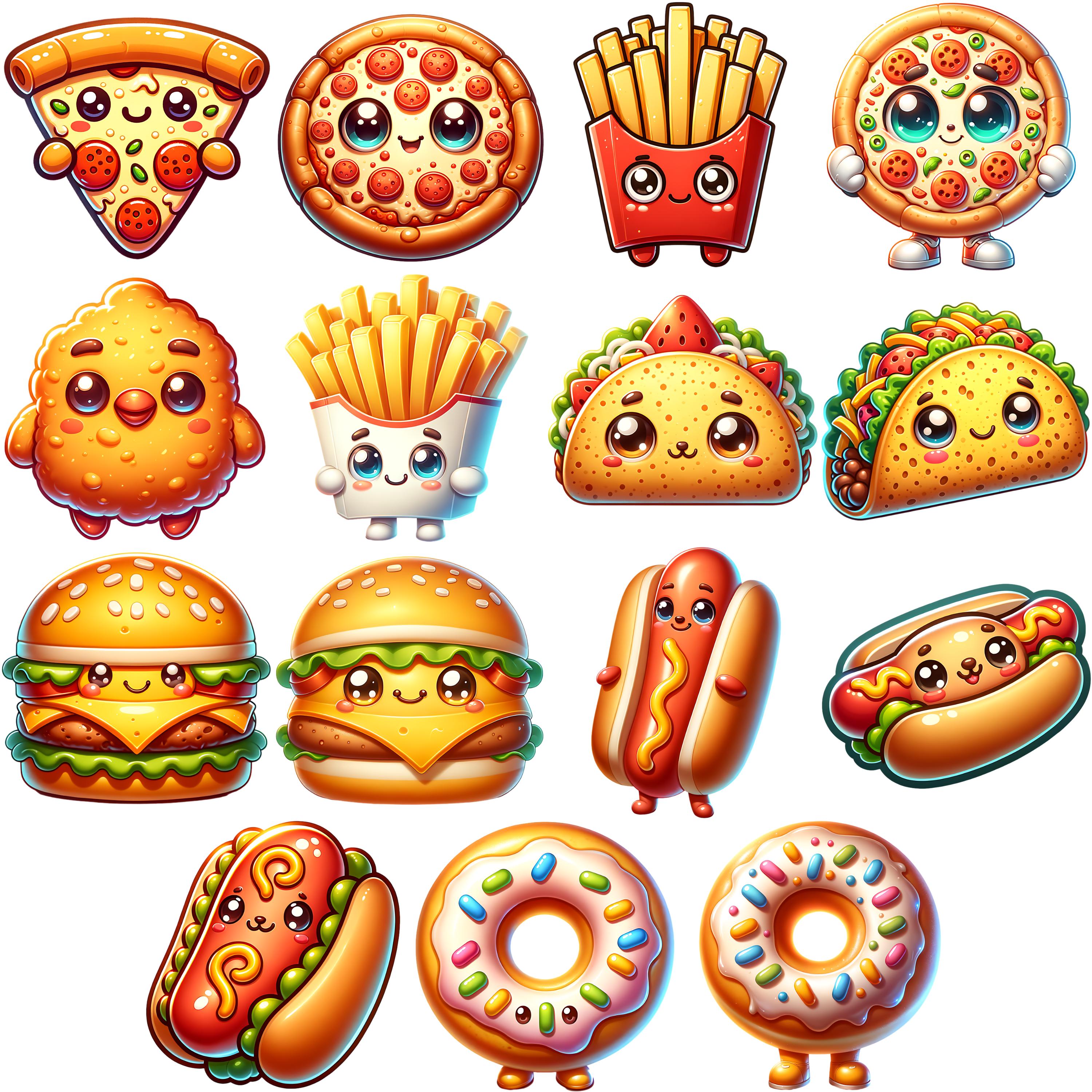 Fast Food Clipart Bundle 15 PNG Cute Food Clip Art Junk Food PNG Hot ...