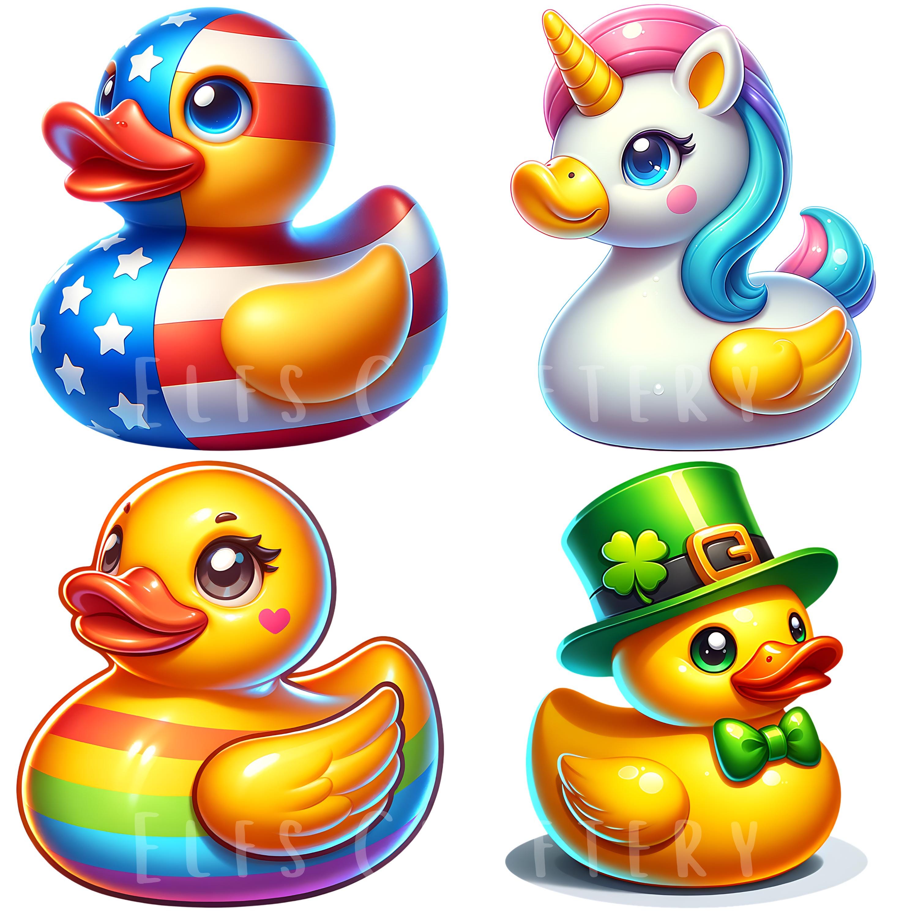 Rubber Ducky Clipart Bundle 15 PNG High Quality Cartoon Duck Files Cute ...