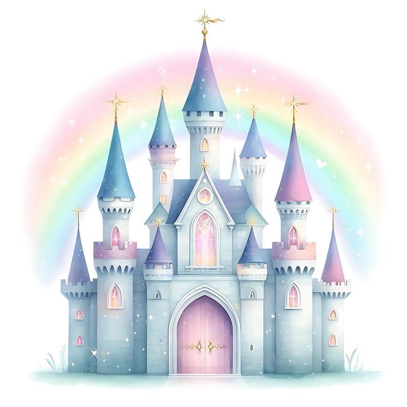 18 JPG Rainbow Princess Castle Bundle Digital Download Cute Little ...