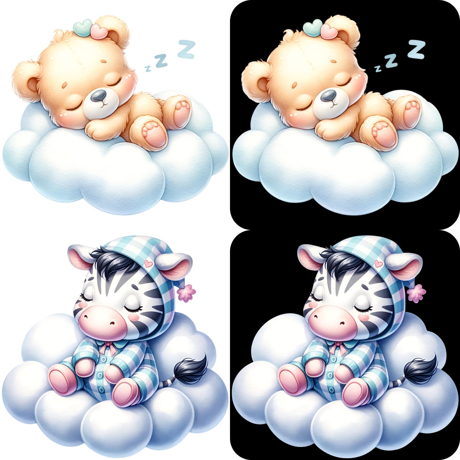 Sleeping Animals Clipart Bundle 15 PNG Cute Nursery Animal Print ...
