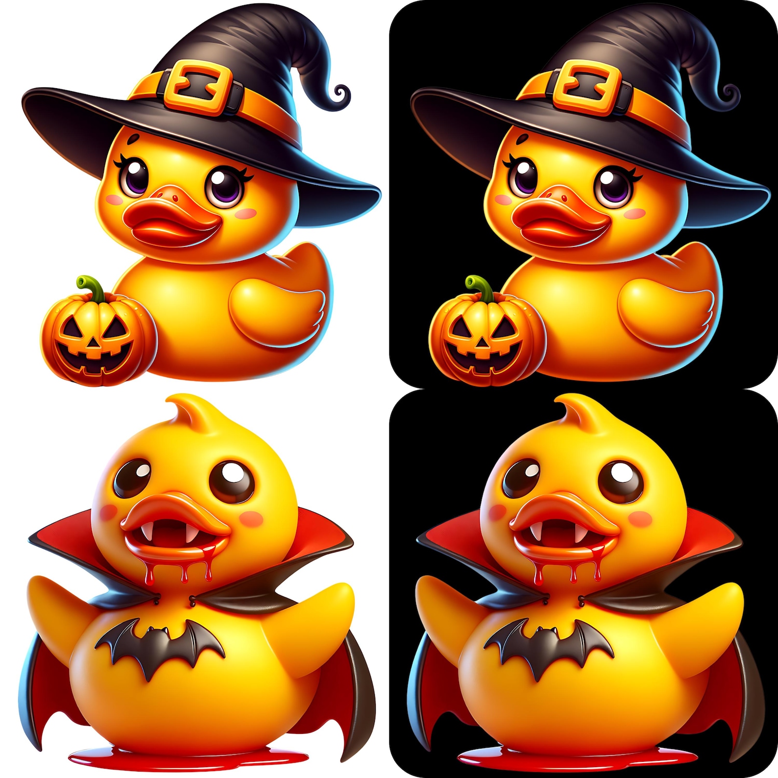 Halloween Rubber Ducky Clipart Bundle 15 PNG Spooky Cute Halloween Duck ...