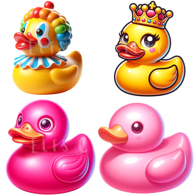 Rubber Ducky Clipart Bundle 15 PNG High Quality Cartoon Jeep Duck Files ...