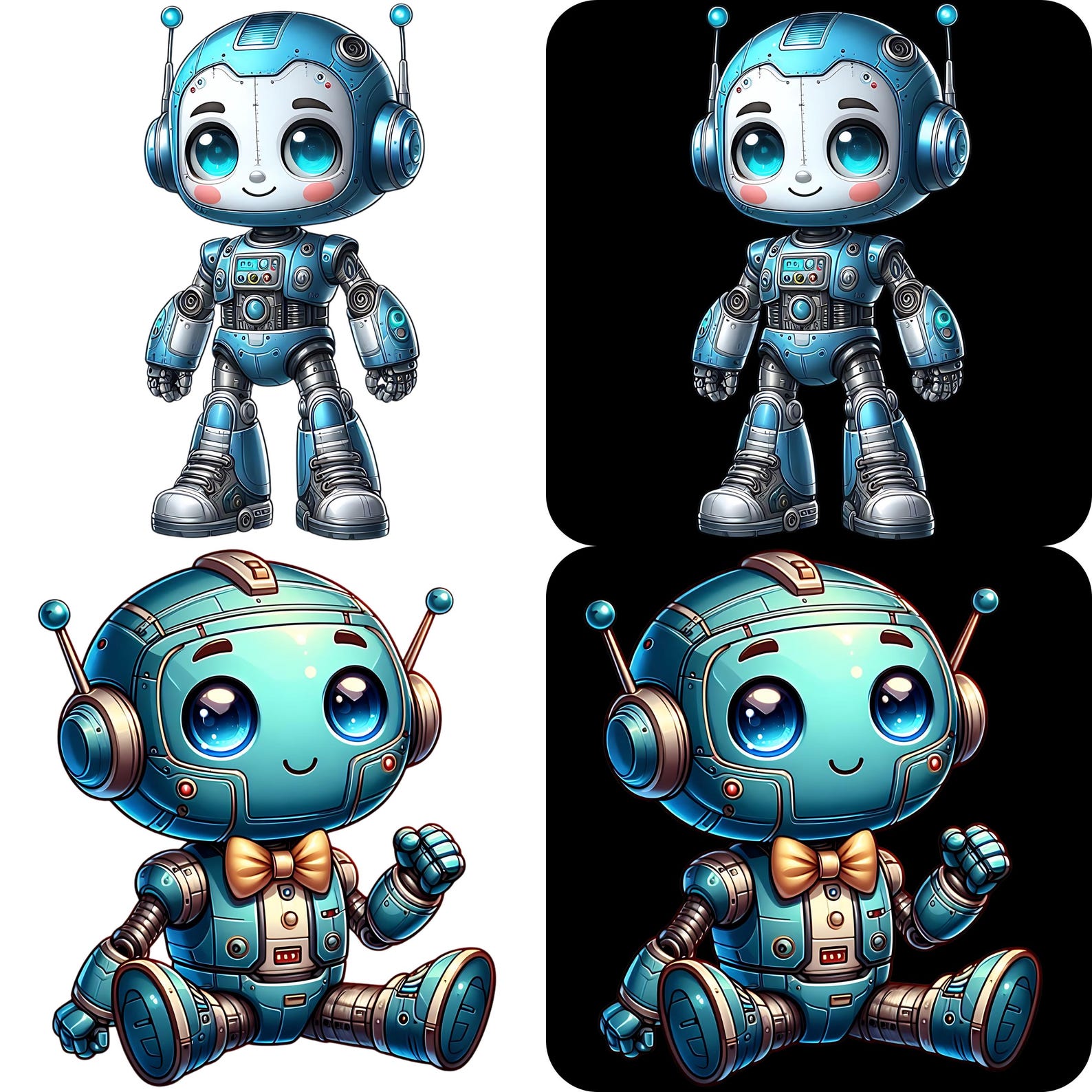 Robot Boy Clipart Bundle 15 PNG High Quality Cute Cartoon Robot ...