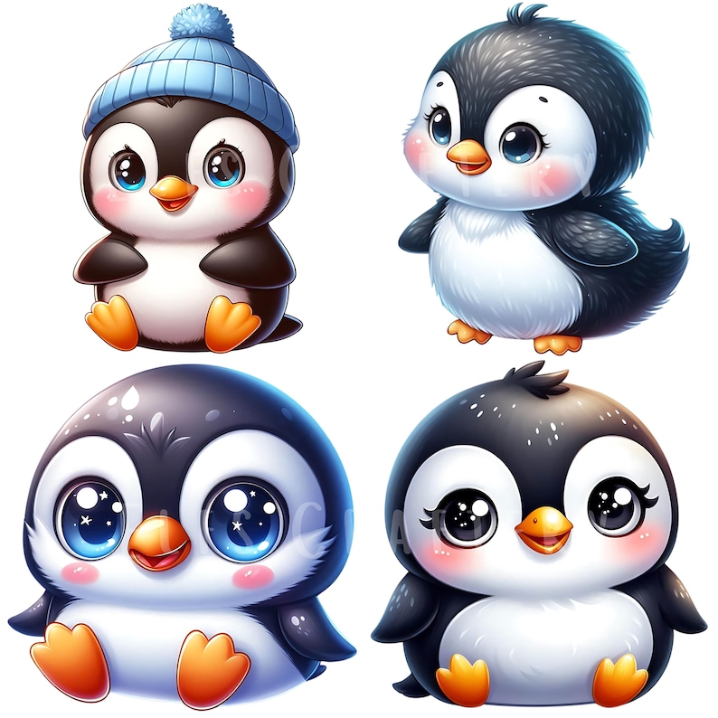 Cute Penguin Clipart Bundle 15 PNG Penguin Digital Clip Art Cute Artic ...
