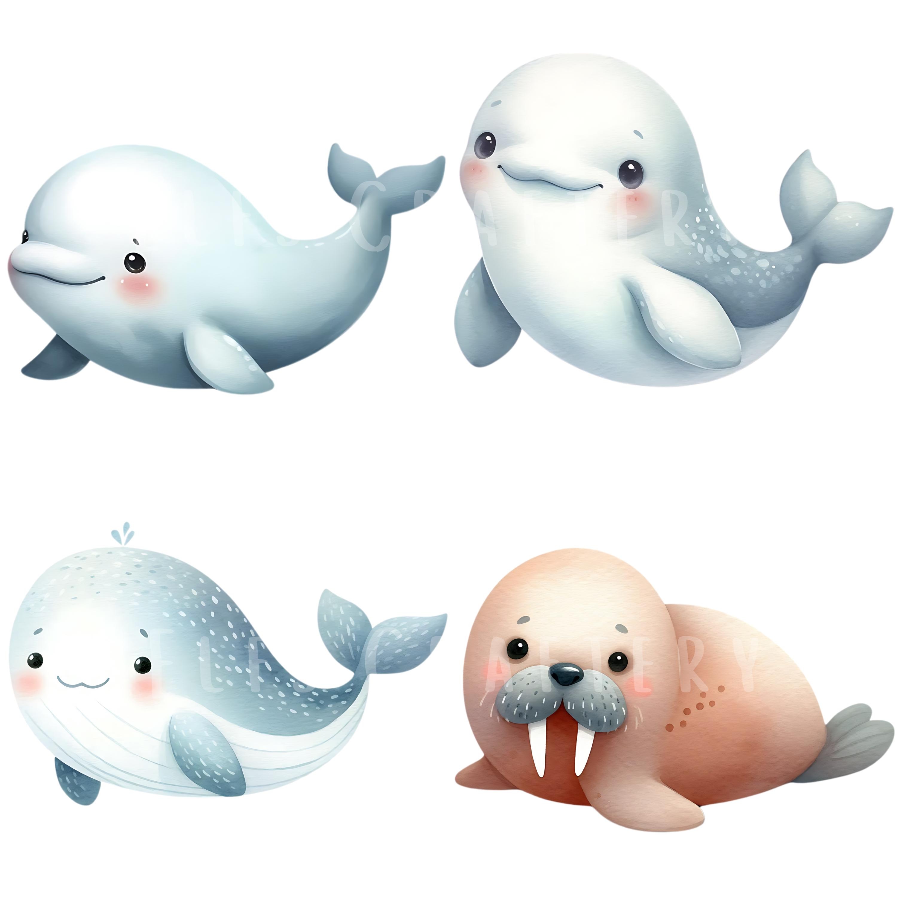 Cute Arctic Animals Clipart Bundle 20 PNG Watercolor Baby Winter ...