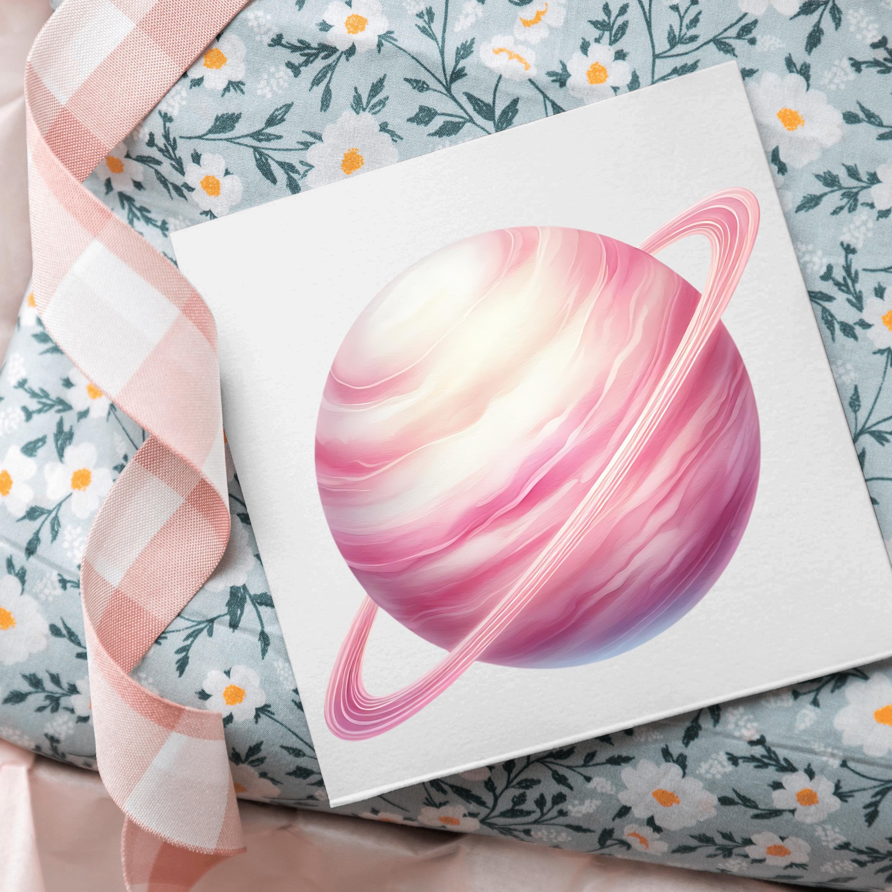Light Pink Space Clipart Bundle 18 PNG Cute Pink Watercolor Space ...