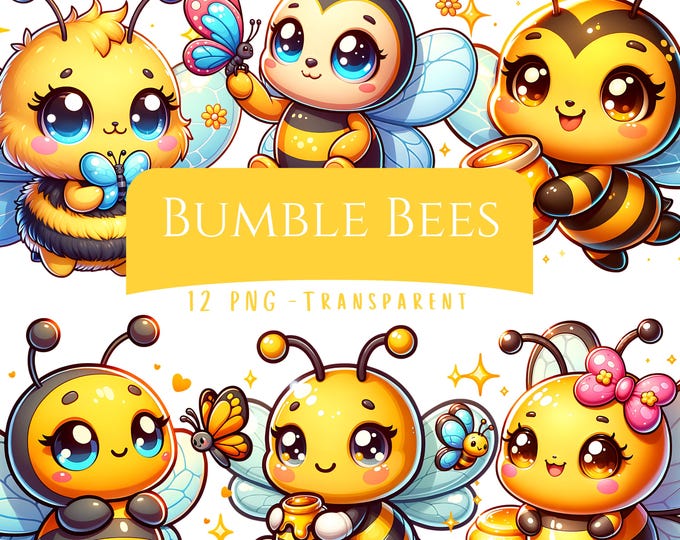 Watercolor Cute Honey Bee Clipart Png-bee Clip Art-spring Bumble Bee ...