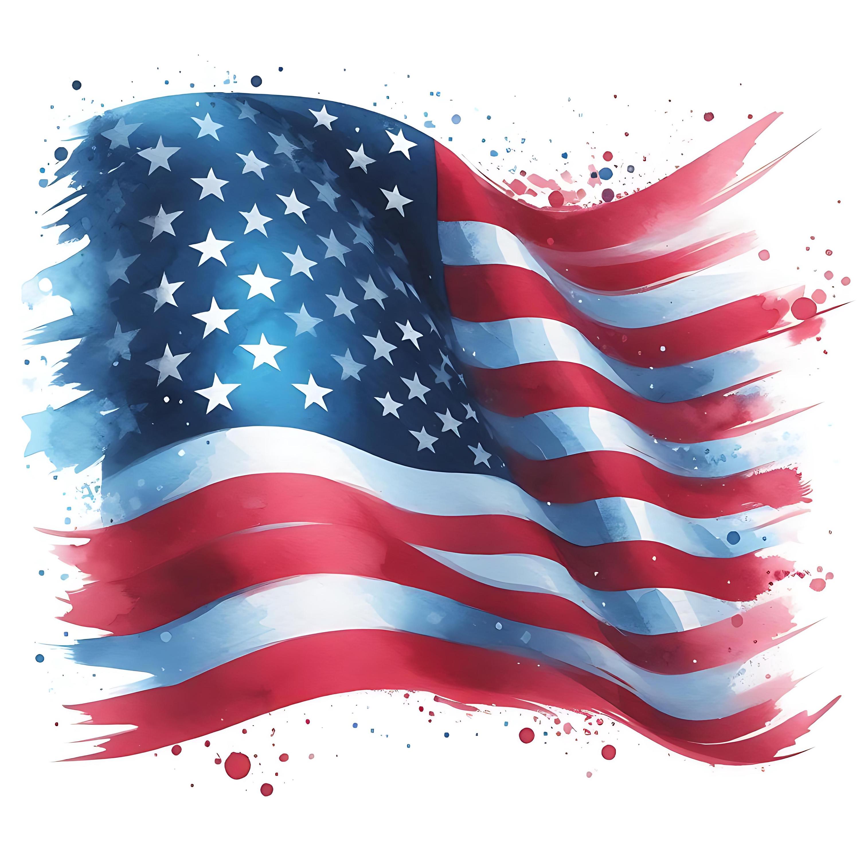 18 JPG American Flag Clipart Bundle Watercolor 4th of July USA Flag ...