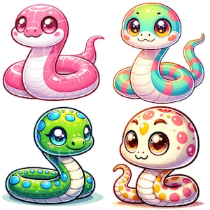 Cute Snake Clipart Bundle 15 High Quality PNG Files Cute Reptile Clip ...