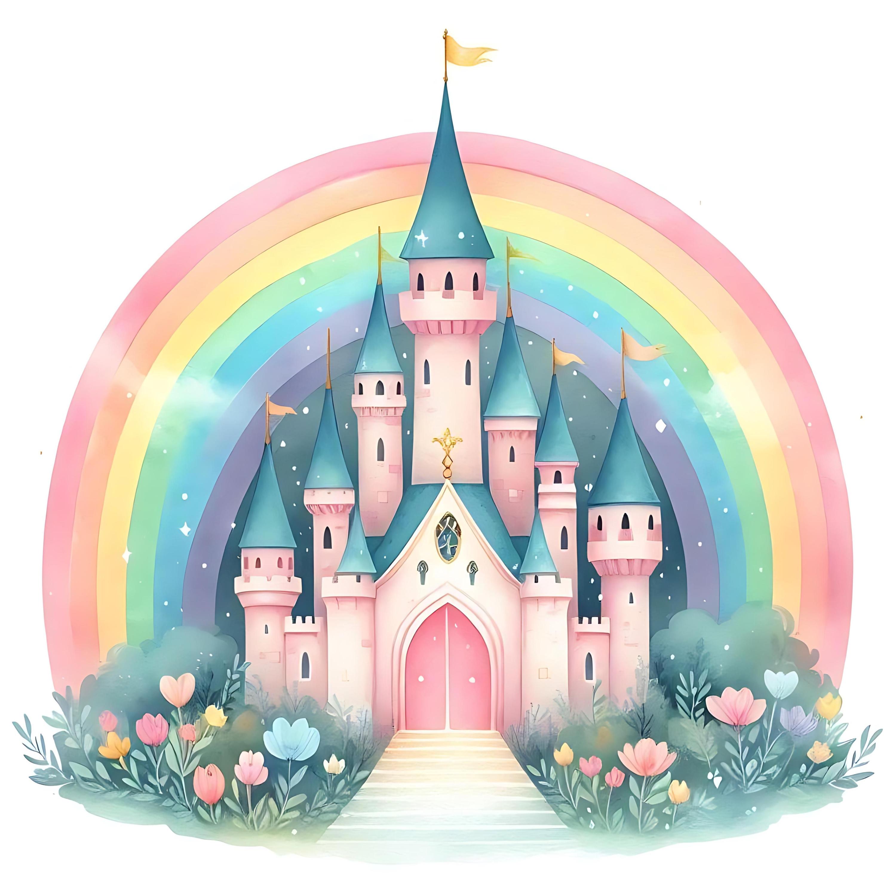 18 JPG Rainbow Princess Castle Bundle Digital Download Cute Little ...