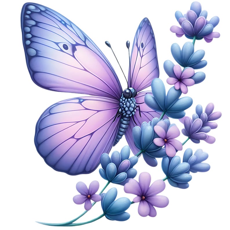 Lavender Butterfly Clipart Bundle 18 PNG Watercolor Cute Purple ...